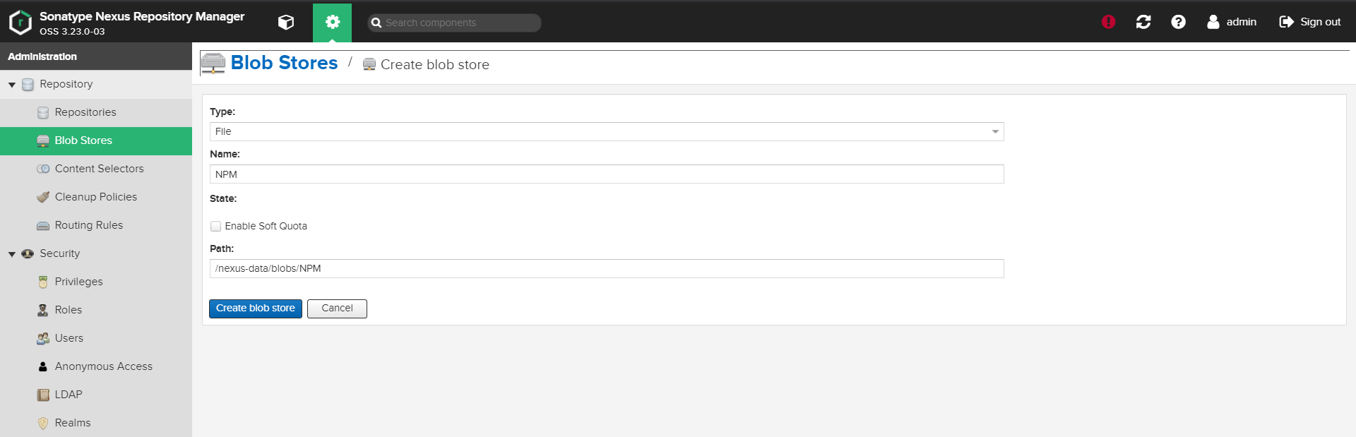 Custom node module management using private npm registry configured in Sonatype Nexus Repository